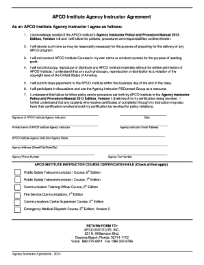 Fillable Online apcointl APCO Agency Instructors Agreement Fax Email ...