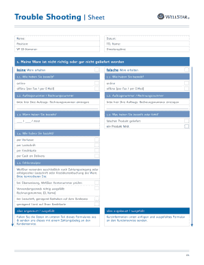 Ausfüllbar Online Trouble Shooting Sheet Fax Email Drucken - pdfFiller