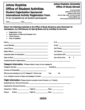 Fillable Online web jhu Johns Hopkins University Office of Study Abroad ...