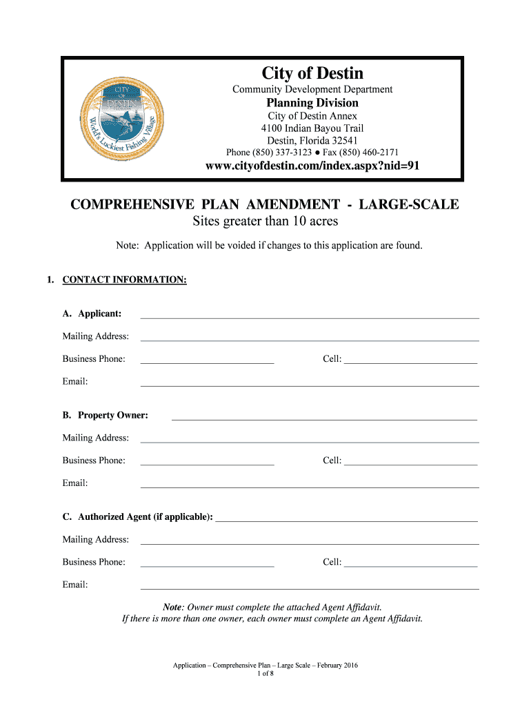 Fillable Online COMPREHENSIVE PLAN AMENDMENT - LARGE-SCALE Sites ...