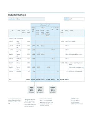 Fillable Online EXAMPLE: CASH RECEIPTS BOOK Fax Email Print - pdfFiller