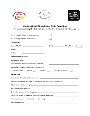 Fillable Online stthomaspreschoolsevenoaks org Missing Child ...
