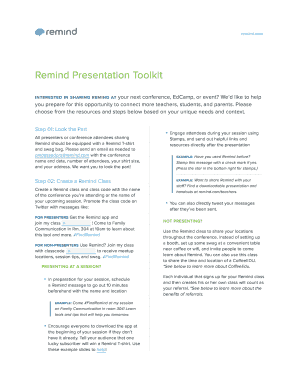 Fillable Online Remind Presentation Toolkit ...