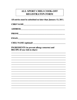 Fillable Online Chili Entry Form - All Sport Fishkill Fax Email Print ...