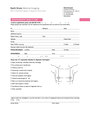 Fillable Online nsmi Mammography Requisition - North Shore Medical ...