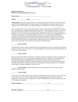 Fillable Online Patient Consent Form BOTOX Cosmetic Botulinum Toxin ...