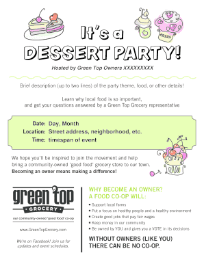 Fillable Online Sample Dessert Party Invite - Green Top Grocery Fax ...
