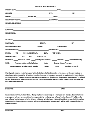 Fillable Online Medical history update - Nethery Eye Associates Fax ...