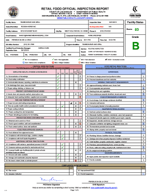 Fillable Online RETAIL FOOD OFFICIAL INSPECTION REPORT - DocumentCloud ...