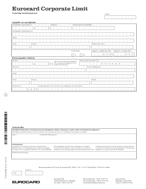 Fillable Online Eurocard Corporate Limit Personligt betalningsansvar ...