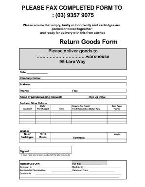 Fillable Online Return bGoods formb - Supplier Fax Email Print - pdfFiller
