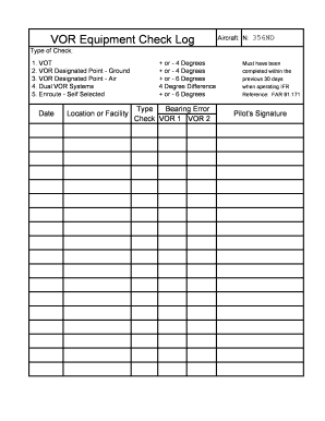 Fillable Online VOR Equipment Check Log Fax Email Print - pdfFiller