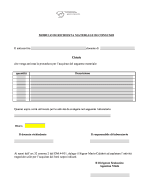 Compilabile Online MODULO DI RICHIESTA MATERIALE DI CONSUMO ...