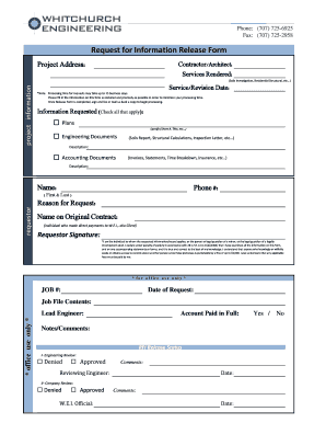 Fillable Online Request for Information Release Form Fax Email Print ...