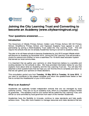 Fillable Online hillside stoke sch Joining the City Learning Trust and ...