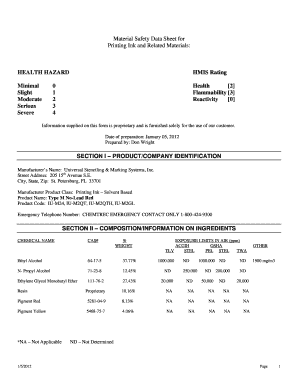Fillable Online Material Safety Data Sheet for - Universal Stenciling & Marking ... Fax Email ...