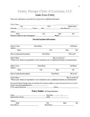 Fillable Online Child Intake Packet - Family Couples Child Counseling ...