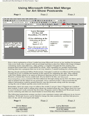 Fillable Online Using Microsoft Office Mail Merge for Art Show Postcards - Page 1 Fax Email ...