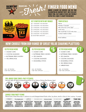 Fillable Online Great finger food platters - Galway Bay Brewery Fax ...