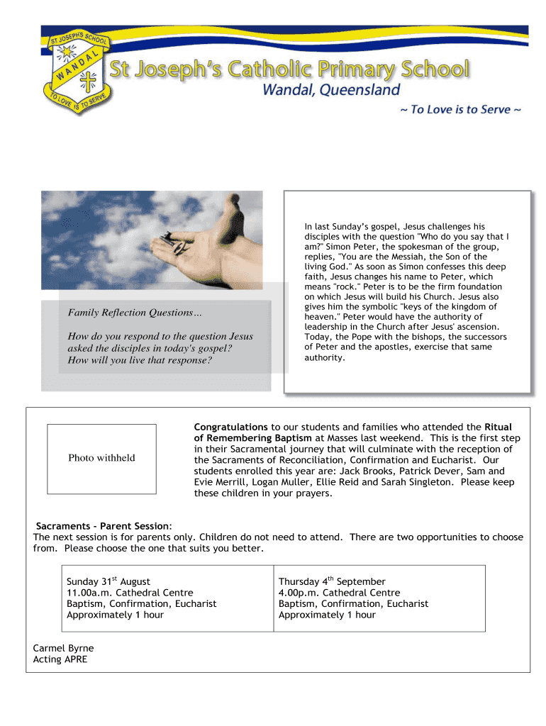 Fillable Online sjwlrok catholic edu Family Reflection Questions How do ...