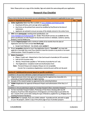 Fillable Online Research Visa Checklist - VFS Global Fax Email Print ...