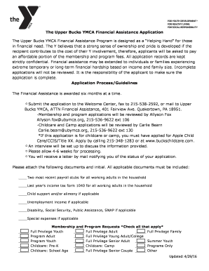 Fillable Online ubymca The Upper Bucks YMCA Financial Assistance Program is designed as a ...