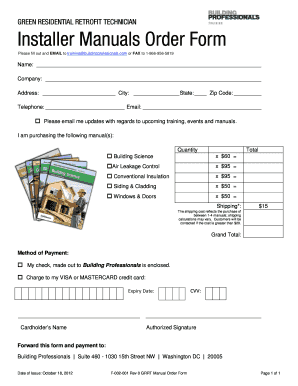 Fillable Online buildingprofessionalstraining GREEN RESIDENTIAL RETROFIT TECHNICIAN Installer ...