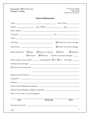 Fillable Online pathways-counseling Client Intake Form 2-15-14 - bPathwaysb bCounselingb ...