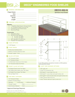 Fillable Online DECO ENGINEERED FOOD SHIELDS DECO302N GENERAL ...