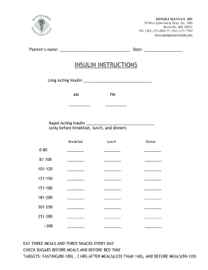 Fillable Online INSULIN INSTRUCTIONS - bmontgomeryendobbcomb Fax Email ...