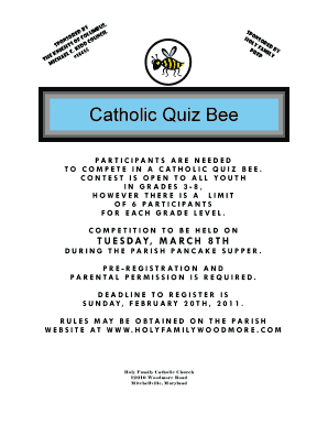 Fillable Online Catholic Quiz Bee - Holy Family Catholic Church Fax ...