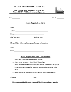 Itikaf Registration Form - Fill Online, Printable, Fillable, Blank ...