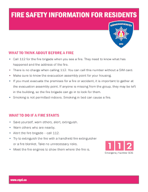 Fillable Online FIRE SAFETY INFORMATION FOR RESIDENTS Fax Email Print ...