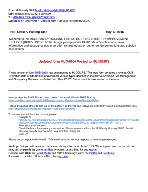 Fillable Online Subject: RHIIP Listserv #357 - Updated form HUD-9834 ...