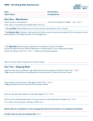 Fillable Online NM3 - On-Going Risk Assessment Part One - Risk Review ...