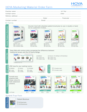 Fillable Online HOYA Marketing Material Order Form Fax Email Print ...