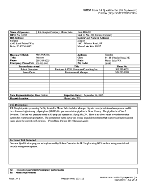 Fillable Online utc wa PHMSA Form 14 Question Set (IA Equivalent) PHMSA ...