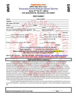 Fillable Online Kanazawa Kancho/Nobuaki Sensei Seminar Registration ...