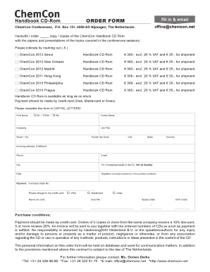 Fillable Online chemcon Handbook CD-Rom ORDER FORM fill in amp email ...
