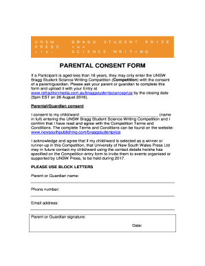 Fillable Online PARENTAL CONSENT FORM - brefractionmediabbcombau Fax Email Print - pdfFiller