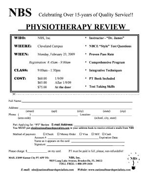 Fillable Online Physiotherapy review - National Board Specialists Fax ...