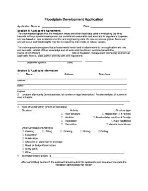 Fillable Online Floodplain Development Application Application Number ...