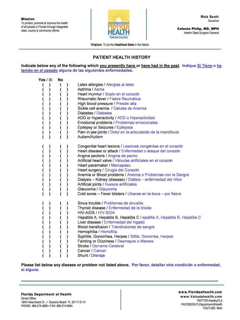 Fillable Online DOH-Volusia New Adult Patient Packet for Dental Treatment DOH-Volusia New Adult ...