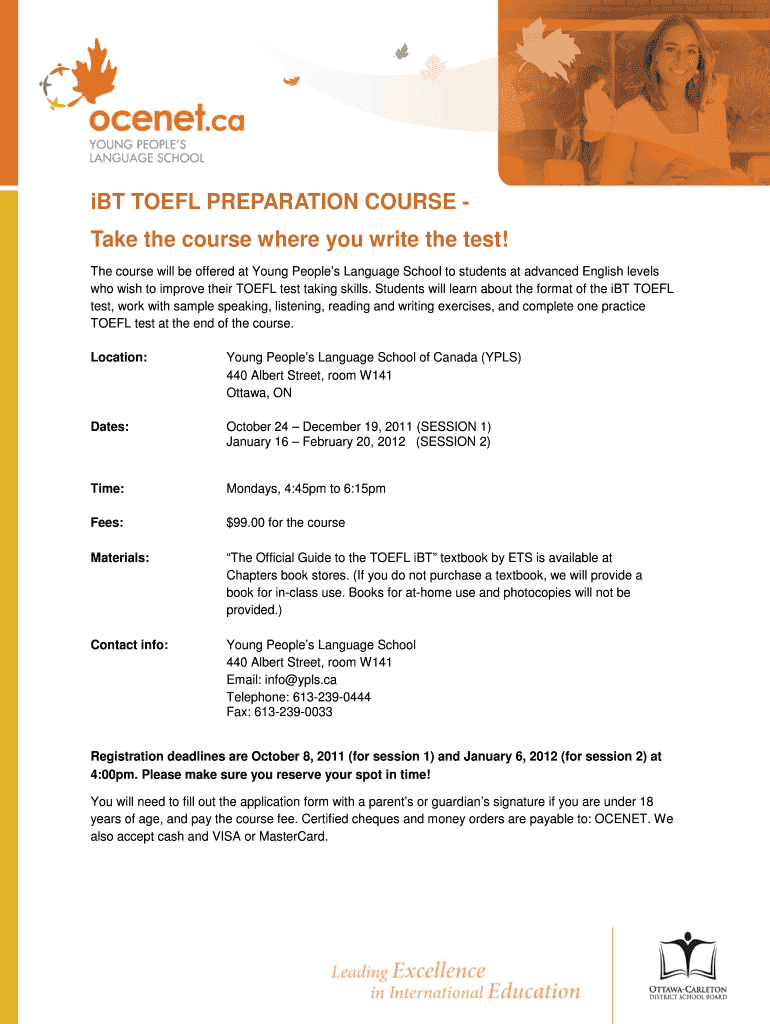 Fillable Online IBT TOEFL PREPARATION COURSE - Take the course where you Fax Email Print - pdfFiller