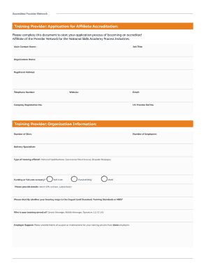 Fillable Online Training Provider - processnsacademycouk Fax Email ...