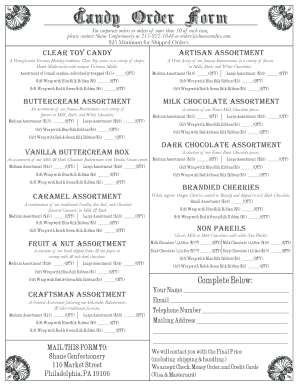 Fillable Online Candy Order Form - bshanecandiesbbcomb Fax Email Print ...