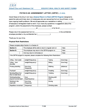 Fillable Online F-028 Physician Assessment Letter RTWdoc Fax Email Print - pdfFiller