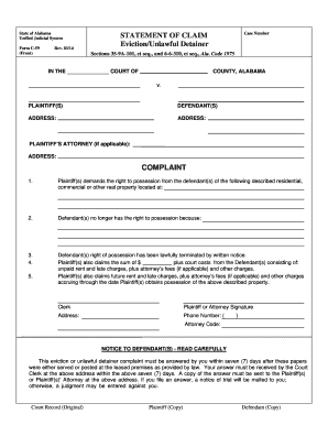 Fillable Online State of Alabama Unified Judicial System Form C59 ...