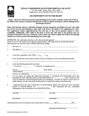 Fillable Online tceq Applications for Surface Water Rights and ...