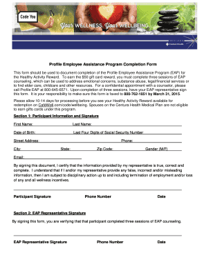 Fillable Online Profile Employee Assistance Program Completion Form Fax ...